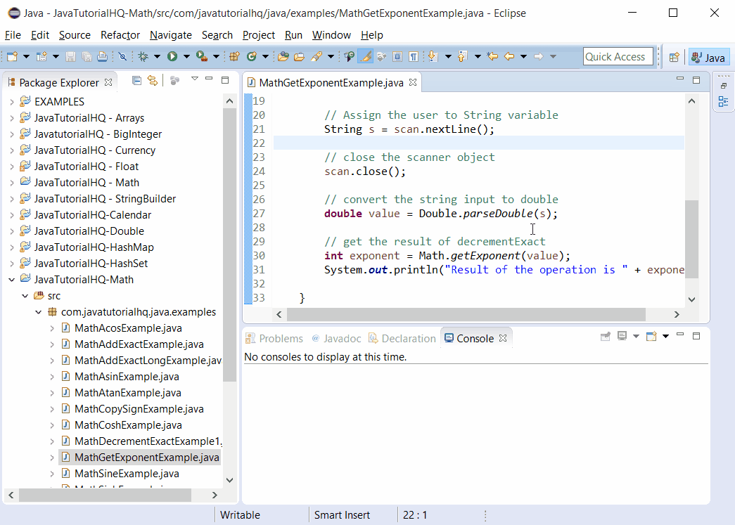 Java Math GetExponent Method Example