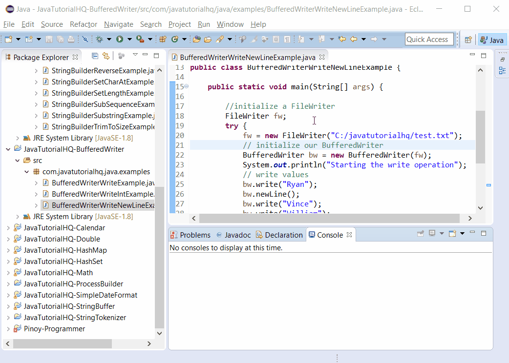 Java BufferedWriter NewLine Method Example