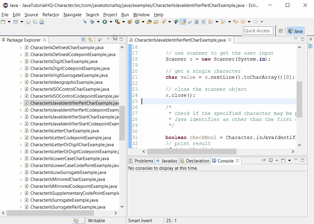 Java Character IsJavaIdentifierPart char Ch Method Example