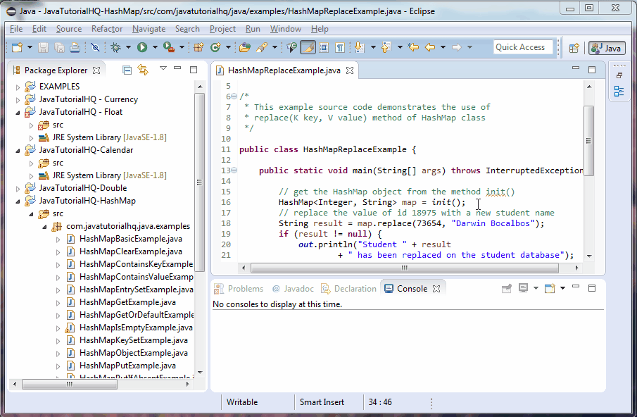 Java HashMap Replace Method Example