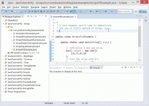 Arrays fill() example output - Java Tutorial HQ