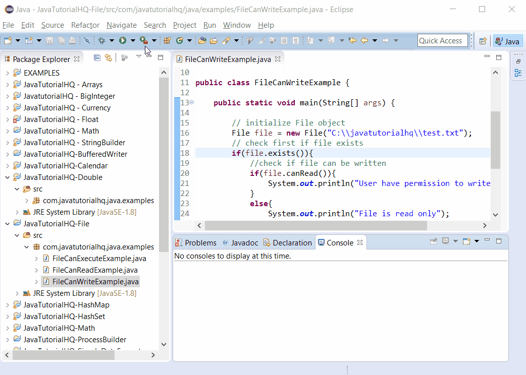 Java File CanWrite Method Example